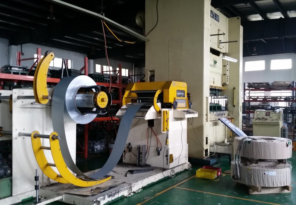 Metal Stampings are made on this press.